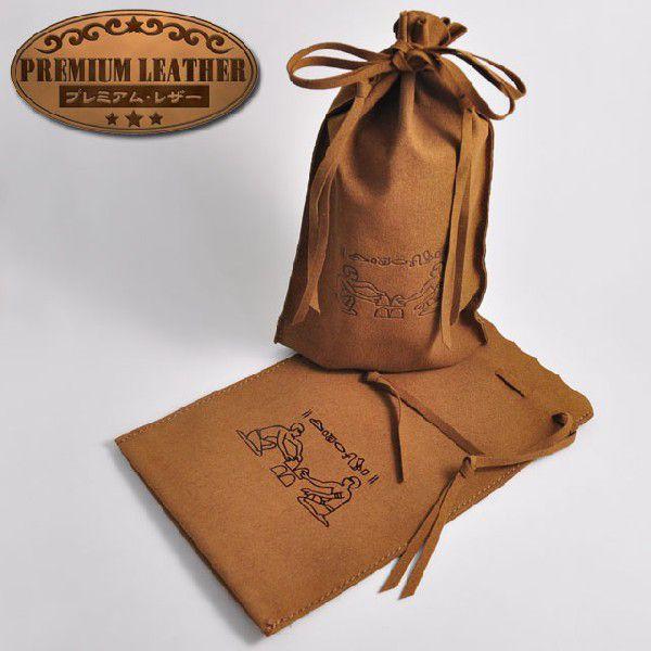 「カップ＆ボール」や「チョップカップ」を入れておく「カップ専用袋」本皮革製で壁画デザイン入り！