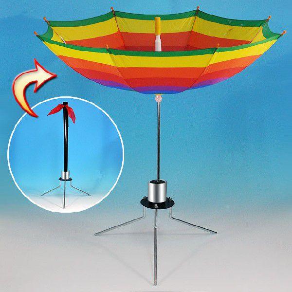 スタンド上の１本の黒いステッキ（ケーン）が、カラフルなパラソルに変身！