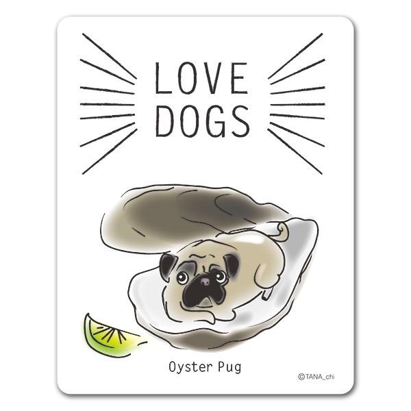 【車ステッカー】LOVEDOGS【Oyster Pug】犬好き オイスターパグ 車マグネットステッカー パグを飼っている方必見！牡蠣の貝がらに入ったキュートなパグをお見逃しなく！マグネットパーク限定オリジナルデザインの車マグネットステッカー...