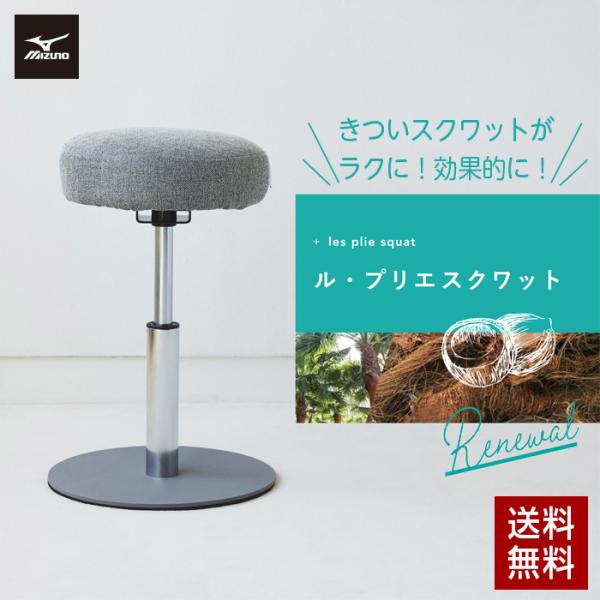 ミズノ ルプリエ スクワット リニューアル版 スツール グレー チェア エクササイズ いす 椅子 組み立て式 MIZUNO ル・プリエスクワット トレーニング用品 フィットネス イス チェアー 下半身 腰 太もも お尻 ふくらはぎ 筋トレ ...