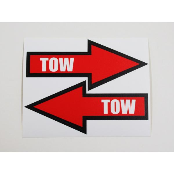 TOW POINT　矢印マークのシール・ステッカー２枚セットです。左右1枚ずつの2枚1セットとなり、個数1で左右1枚ずつ計2枚となります。けん引フック、トーイングフックのポイントなどの表示として車をドレスアップします。シール・ステッカータイ...