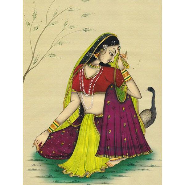 インドの民族衣装「レヘンガ」に身を包んだインド女性のミニポスターです。ラミネート加工されていますので、シワ、折れに強いです。 * 縦 / 約28.5cm * 横 / 約22.5cm * 素材 / 紙（内部）、塩化ビニール（外部）* クリック...