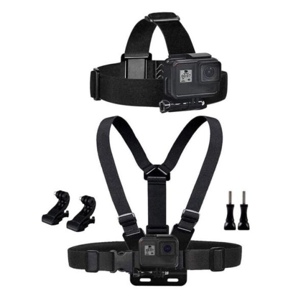 商品名  GoPro用 チェストハーネス 前胸クリップマウント スタンド　ヘッドホルダー セット伸縮ひも J型固定 ゴープロ 取り付け簡単 角度調整可能 軽量 ハンズフリー GoPro Hero 11/10/9/8/7/6/5/4/3/Go...