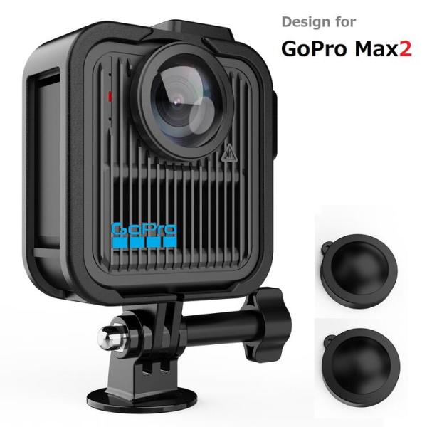 商品名  GoPro MAX2用 1/4丸アダプタ ネジセット ハード フレーム 前後シリコンレンズキャップ付 シューアクセサリー取付口×2 保護ケース アクションカメラアクセサリー 本体カバー プラスチックフレーム ボーダー ケース 三脚...