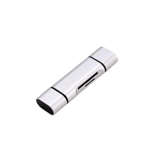 商品名  USB A/C+Micro USB to SD(HC)/TF/MicroSD(HC) カードリーダー OTGアダプタ USB-C/USB Card Reader 16GBまで色  シルバー商品説明  USB Aタイプ/USB タイ...