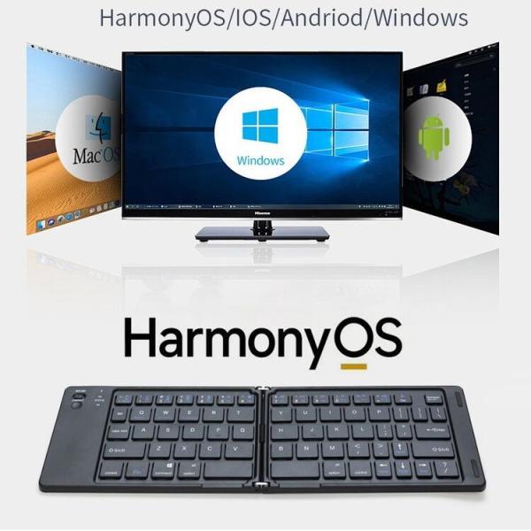 商品名  Windows OS/Apple iOS/Android OS/Harmony OS/スマホ、タブレットPC/iPad/iPhone 対応 4OS兼用 二つ折り Bluetooth5.0 ワイヤレス キーボード コンパクト キーボ...