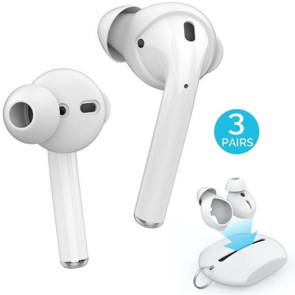 商品名  AHASTYLE アップル AirPods&amp;Ear Pods エアポッズ　イヤポッズ用 シリコン イヤフック カバー　遮音性 脱落防止 脱着簡単　同サイズ3ペア入り1セット シリコン携帯ケース付き ２色選択型番  PT66...