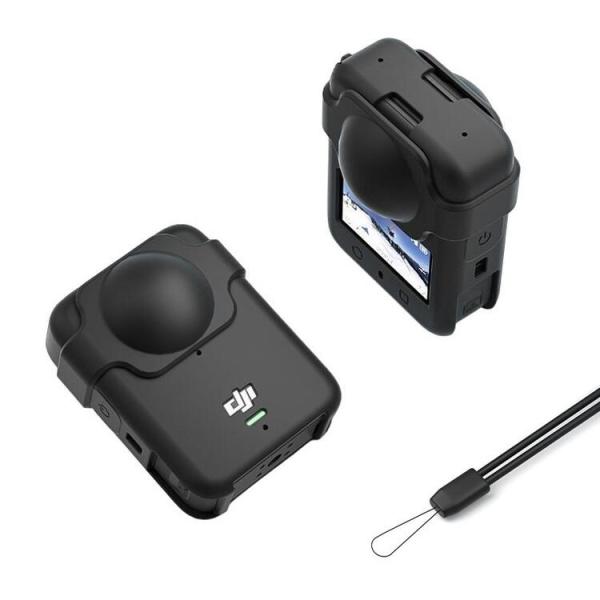 商品名  DJI Osmo 360用 シリコン ソフトカバー 保護ケース カメラレンズ保護カバー、短ストラップ付 カメラレンズカバー ハンドストラップ 本体カバー シリコンカバー アクションカメラアクセサリー ブラックスペック  ■カラー：...