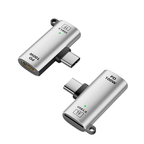 商品名  T型 USB C to USB3.0 Micro SD/TF T-Flash カードリーダー/ライター アルミ インジケーターあり 5Gbps Type-C PD 20V/5A 100W充電対応 For ノートブックPC/ iPh...