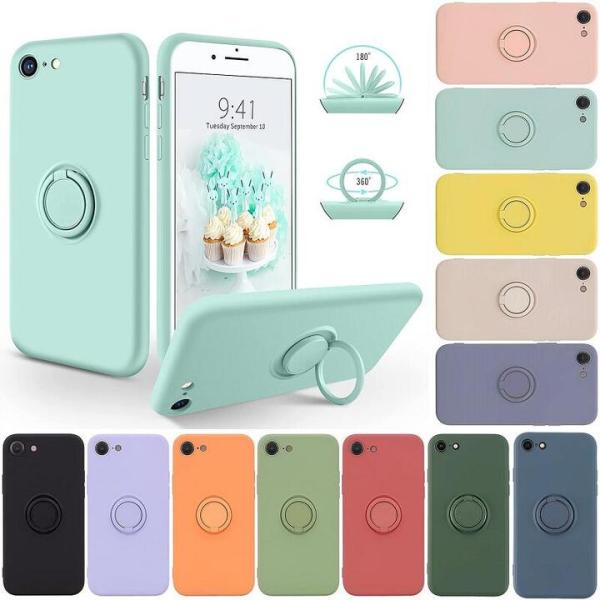 商品名  iPhone 7/8/SE2/SE3/iPhone 16E 用 硬質シリコン ソフト リング付き バックカバー 保護ケース 衝撃吸収 落下防止 スタンド 12色選択カラー  ブラック、ネイビー、グレー、オレンジ、イエロー、ミントグ...