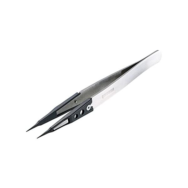 先端幅:0.4mmシルバー/ピンセットのみ/P-641-S・PatternName:先端幅:0.4mmStyle:先端幅:0.4mm・パッケージ個数:1・??【超精密作業に対応するチップ交換式設計】P-641-Sは、極めて細い先端（0.4m...