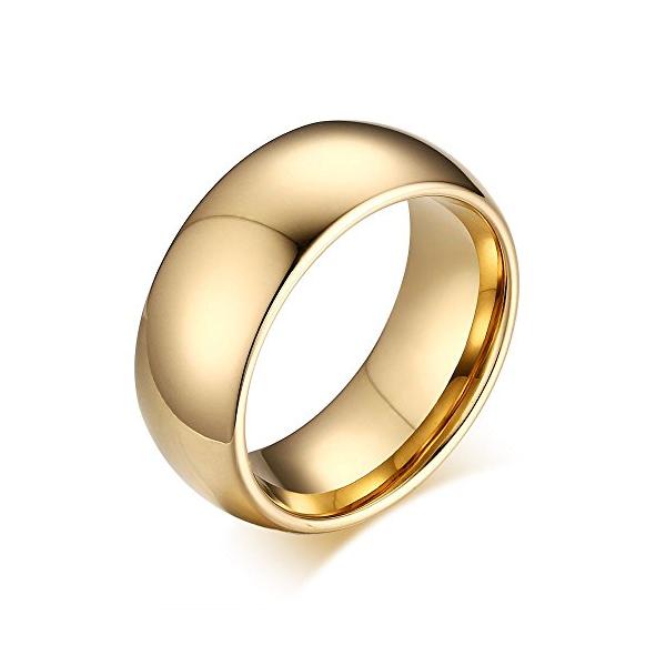 金色‐幅8mmゴールド/-/RockyuTCR-001G-10-20・Style:金色‐幅8mmRingSize:20・【シンプルなデザイン】本製品は非常にシンプル、古典的でエレガントな男性と女性の結婚指輪やギフト等にも最適です。主張しすぎ...