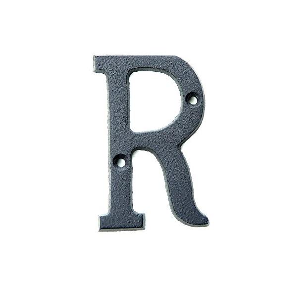 R/大/-・Size:大Color:R・材質：亜鉛ダイカスト　厚み：約5mm　カラー：ヴィンテージブラック　付属品：黒ビス(5mm×15mm)・参考サイズ　大（E）幅:5cm　高さ:7.8cm　重さ:約65g　※横幅、縦幅、重さは文字によっ...