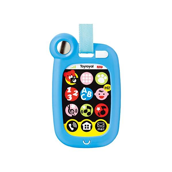 ブルーブルー/-/3446・Color:ブルー・【まるで本物のような赤ちゃん用スマートホン】まるで本物の携帯のような12種類のフラットパネル付きで、押すと楽しいメロディや動物の鳴き声、メールの音などゆかいな音がたくさん。音や光を取り入れるこ...