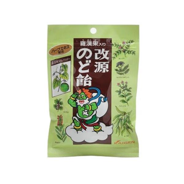 【商品説明】・羅漢果入り改源のど飴はハーブの香りを生かしたのどに爽やかなのど飴です。・表面にまぶしたハーブパウダーがすっきりとお口にひろがります。