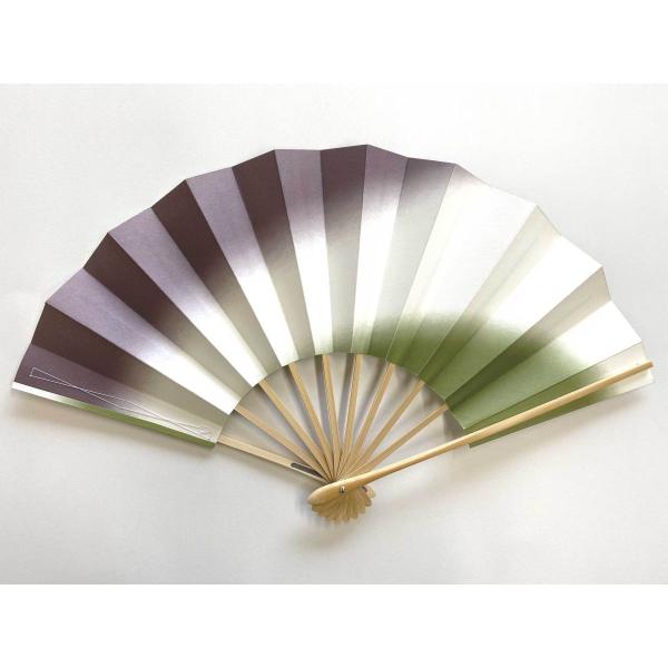 ダンス扇子　紫/草よさこい、ダンス、お祭り、すずめ踊りなど長さ・・・２９センチ９寸５分標準的なサイズの舞扇子です。広がり・・・５０センチ扇骨・・・白竹扇面・・・両面同柄日本製（京都）箱なしバランス良くするためのオモリあり。学芸会、体育祭、練...
