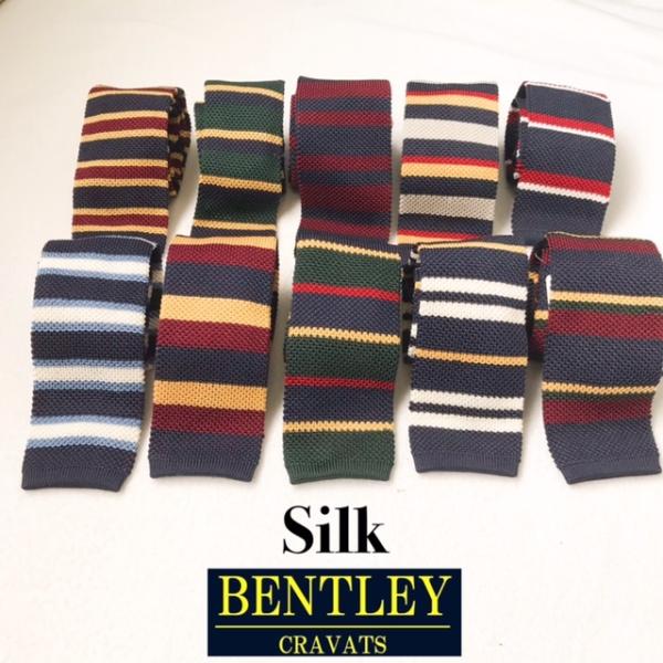 イタリア製 送料無料 BENTLEY CRAVATS【ベントレー クラバッツ】SILK REGIMENTAL KNIT TIE レジメン ニットタイ ネクタイ メンズ(男性用)