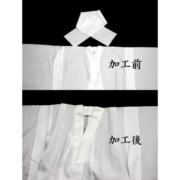 お子様の襦袢に半衿を付ける加工です。（襦袢の衿が汚れないよう半衿を付けます。）★約1週間の加工期間が必要になります。※同時に肩あげ加工をご注文いただいた場合も加工期間は約1週間です。★加工のみの料金です。半衿が別途必要となります。
