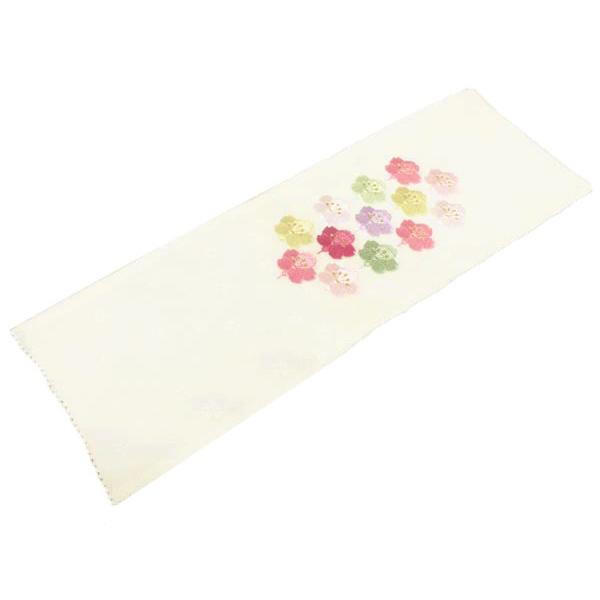 色：白（生成り色寄り）日本製サイズ：長さ 約90cm×幅 15cm素材生地 正絹 100％刺繍糸 レーヨン 100％