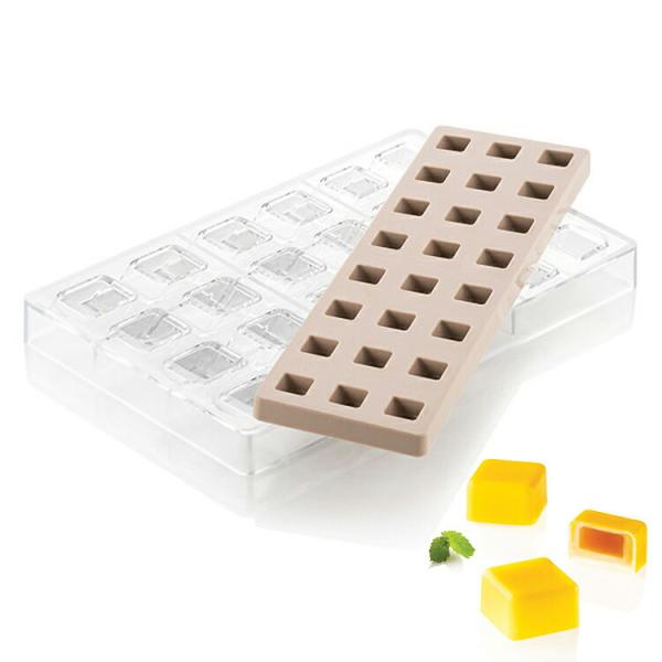 ｛商品仕様｝材質：トライタン（プラスチック）、シリコンゴムサイズ内寸（約）：25×25×高15mmサイズ外寸（約）：[プラスチック型]275×175×高25mm、[シリコン型]295×88×高12mm容量（約）：24×8.9ml、合計213...