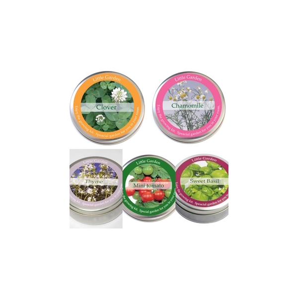 ●商品説明：プレゼントにもお勧め！お花や野菜、ハーブの人気の種類を栽培セットにしました！種と説明書・土が入ってます。土は圧縮乾燥されてますので水分で膨らませて種を蒔くだけです。缶の中で栽培を楽しめますので場所も取らず簡単です。●標準まき時：...