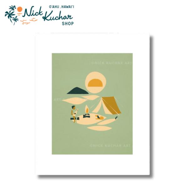 【　Hurley×Nick Kuchar -Overnighter- 】ハワイ各地の美しい風景をレトロなタッチで描く、サーフアーティスト、Nick Kucharのアートプリント。寝室にもリビングにも、飾るだけでハワイを感じて頂けるステキなア...