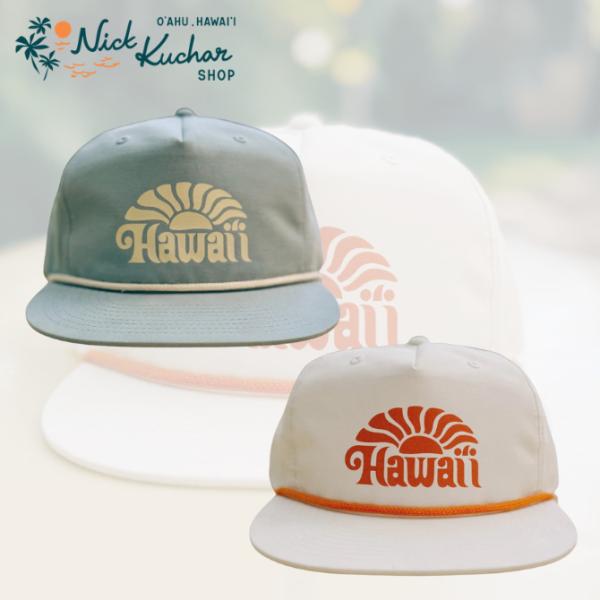 ハワイのサーフアーティスト/Nick Kucharのキャップ　"Hawaii Hat"シンプルでリラックス感のあるキャップです。高品質で速乾性のある軽量ナイロン素材を使用し、スナップバック仕様（サイズ調整可能）。ビーチはもちろん、どんなシー...