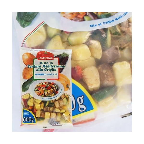 カゴメの冷凍野菜！南イタリアの太陽と肥沃な大地が育んだ、強い旨みと甘みを持った野菜。 ■地中海料理に欠かすことのできないポテト、ナス、ズッキーニ、赤ピーマン、黄ピーマンをカットしてノンオイルでグリルし、ミックスしました。■グリルによって、い...