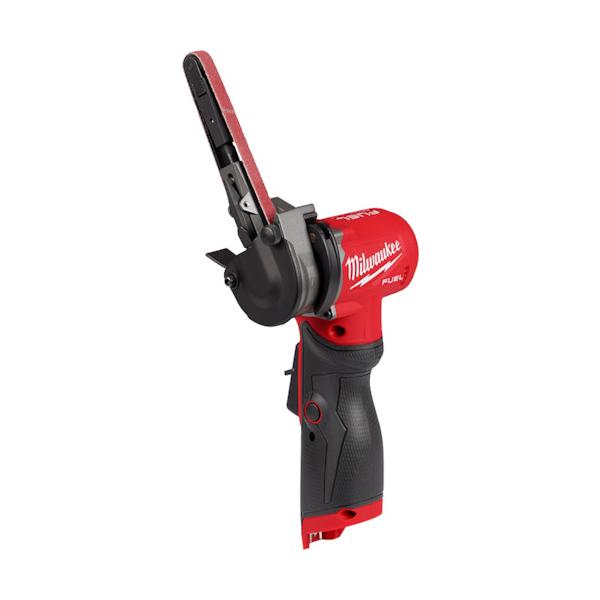 特長用途にあった番手のベルト（10mm x 330mm）を装着することで、溶接痕の除去や金属表面のスムージング等が可能。M12 4.0Ahバッテリー使用時、約65箇所の溶接痕を除去可能正転・逆転の切替及び低速(552m/min)、高速(11...