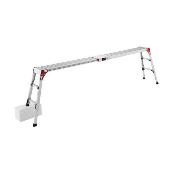 特長天板と脚部の両方が伸縮できるので、使用できる作業範囲が広くなりました。脚部の開閉機構がワンタッチロックでカンタン操作です。スノコ式天板で切りくずなどがたまりません。天板伸縮は無段階でロックがかけられます。用途内外装工事に。商品スペック仕...