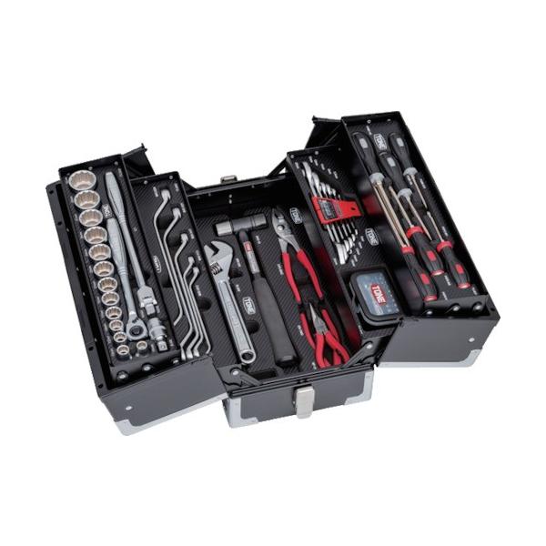 特長工具を厳選し、各種産業機械の整備に適した標準セットです。高級感あふれるカーボン調トレーを採用しており、トレーには製品のサイズや製品番号を表示し、整理整頓・紛失防止に役立ちます。商品スペック仕様・規格ケース色：黒ケース寸法(mm)間口×奥...