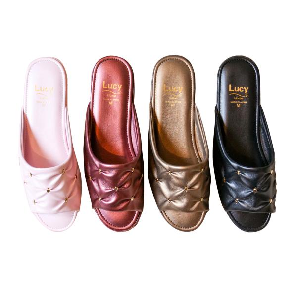 バンド部分はMUカーフ生地（湿式合皮）を裏合わせで縫い付け袋状になったものを使っております。袋状にすることにより柔らかい履き心地とフィット感を実現しております。金のつまみ飾りが美しさを引き立てます。中敷きのボールは足に優しく柔らかい６mmウ...