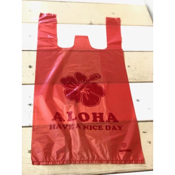 ハワイで使用されているようなレジ袋です。製造は安心の日本製ですので、すぐに破れてしまう外国製とは違います。ALOHAの文字とハイビスカスの花がプリントされています。その下にはHAVE A NICE DAYの文字もプリントされています。100...