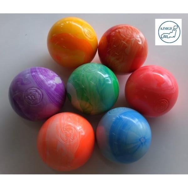 マレットゴルフ ボール 定番シリーズ・しが マーブルボール　【公認球】【メーカー】スポーツランドしが　　【素材】 ABS樹脂　【サイズ】●直径75（±0.5）ｍｍ　　【重量】約220〜230ｇ　　*ランファスのM-02と比べると少し硬めです...