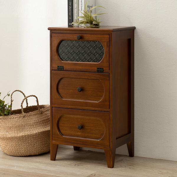 和洋を問わずあらゆるインテリアにマッチする上質感のあるチェストです。【サイズ】(約)幅42×奥行32×高さ78cm　　　　　引出し内寸：(約)幅35×奥行26×高さ18cm　　　　　扉内内寸：(約)幅37×奥行28.5×高さ20cm【材　質...