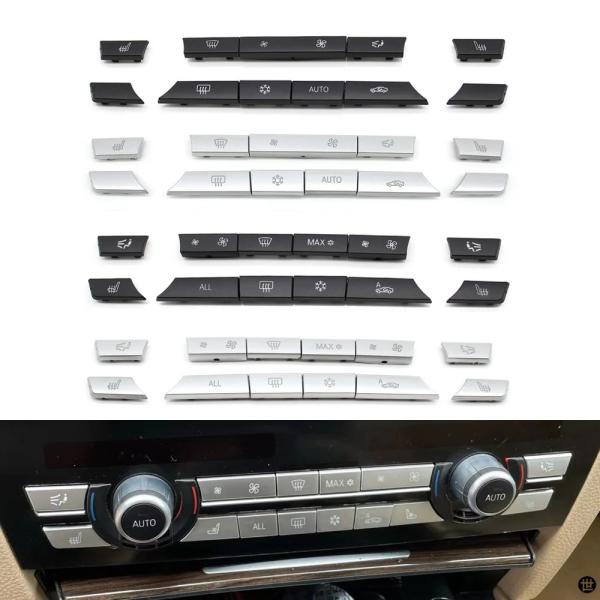 SILVERY BLACK AC BUTTONS CAPS REPLACEMENT REPAIR KIT SET FOR BMW 5 6 7 SERIES F10 F18 F06 F12 F01 F02 520 523  OE NO.:MO...