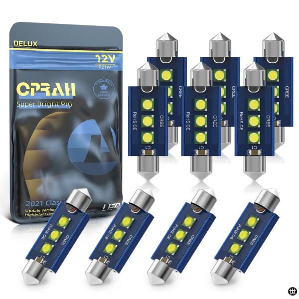 OPRAH 10 個 CANBUS C5W LED 電球エラーなし 31363941MM 車の天井照明ナンバープレートランプフェストゥーン 12V 6000K ホワイト*電球ごとに高出力 3SMD LED チップセット、非常に明るい白色光が...