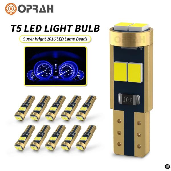 OPRAH 10 個 T5 LED 電球 W3W W1.2W LED CANBUS 車室内ライト ダッシュボード ウォーミング ランプ インジケーター ウェッジ オート インストルメント ランプ 12V*LED タイプ: 6 PICECS ...