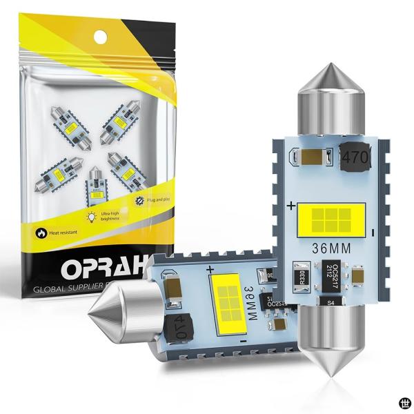 OPRAH 2 個 C5W C10W LED CSP 3570 信号ランプ CANBUS 電球 31MM 36MM 39MM 41MM FESTOON LED オートインテリア読書ドームライト ホワイトソケットタイプ:C5W C10W FE...