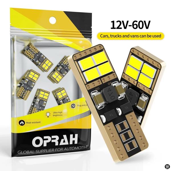 OPRAH 2X W5W LED T10 LED 電球 CANBUS 3020 SMD 駐車場ポジションライト インテリアマップドームライト 12V ホワイト 6000K エラーなし ソケットタイプ:T10 W5W LED 電球仕様:定格動...