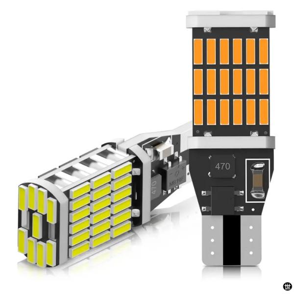 2個のT15 W16W CANBUSエラーなし4014 45SMD LED電球ウィンカーランプリバースライト自動幅インテリア読書灯12Vホワイト仕様:利可能な電圧: DC12V交換: T15 W16W 色温度: 6500K途: 車のリバース...