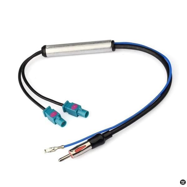 汎カーステレオ FM AM アンテナ信号ブースターアンプアンプ、デュアル FAKRA から MOTOROLA DIN プラグ変換アダプタ アウディ VW シュコダ BMW 車 カーオーディオ ラジオ ヘッドユニット レシーバーアンテナアンプ...