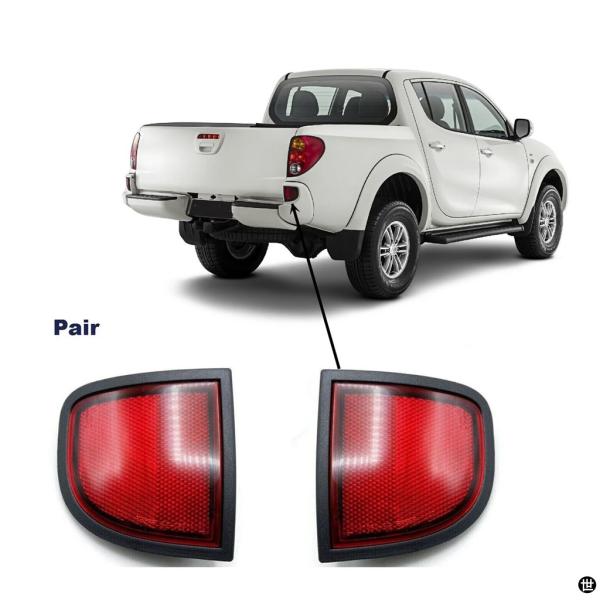 三菱 L200 2005-2015 リアバンパーリフレクターライトテールレッドペア LH + RH 左 &amp;右フィッティング:三菱 L200 の 2005 年から 2015 年にのみ適合します 形状には対応しません電球は付属しませんブ...