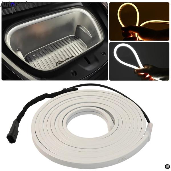 テスラモデル Y 3 2021 2022 2023 2024 フランク LED ライトストリップフロントトランクライトバー装飾ライト防水 DC 12V 白色光テスラモデル Y アクセサリー説明:名前: テスラフロントフランク LED ストリ...