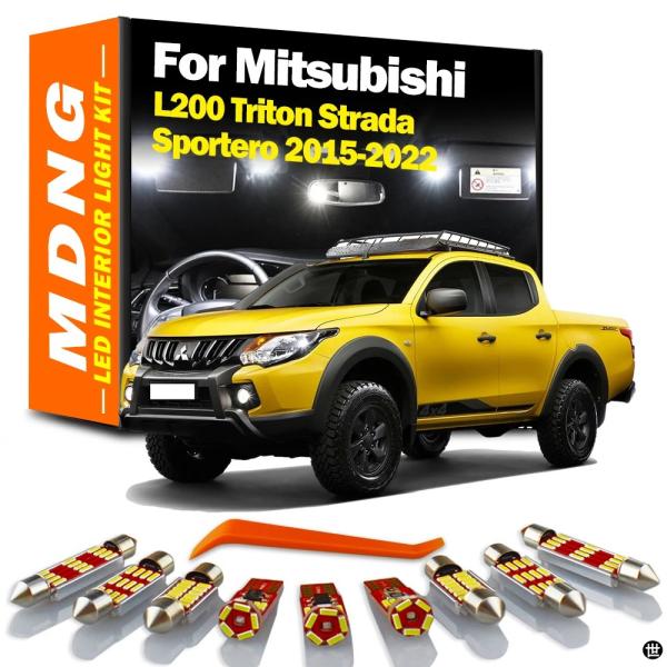 MDNG 11 個 CANBUS 屋内ランプ 三菱 L200 トリトン ストラーダ スポルテロ 2015 2016 2017 2018 2019 2020 2021 2022 車両電球 LED インテリアマップドームライトキットエラーなしカ...