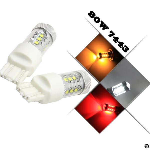 2X 赤白黄色 W215 W 7443 7440 7441 7444 992 T20 80 Wハイパワーバックアップリバースウィンカー LED ライト車のライト