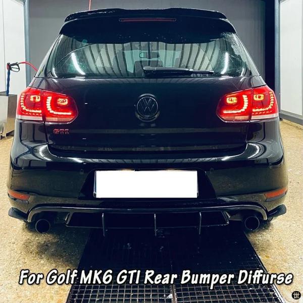 VW ゴルフ MK6 GTI TSI TDI 2009-2013 リアバンパーリップディフューザースポイラースプリッター 4FIN リアディフューザースポイラーカーアクセサリーチューニング装備品:VW ゴルフ MK6 GTI 2009-20...