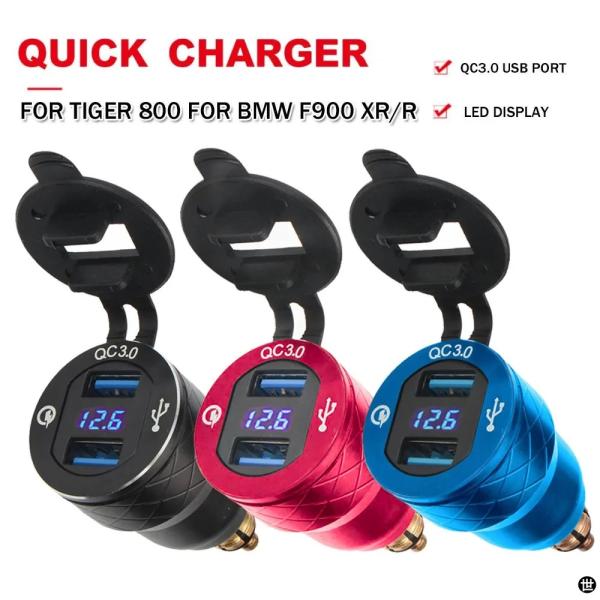 BMW R1200GS ADV R1250GS F700GS F850GS F900XR F650GS デジタルディスプレイクイックチャージ 3.0 デュアル USB 充電器説明: クイックチャージ QC3.0電圧 LED デジタルディスプ...