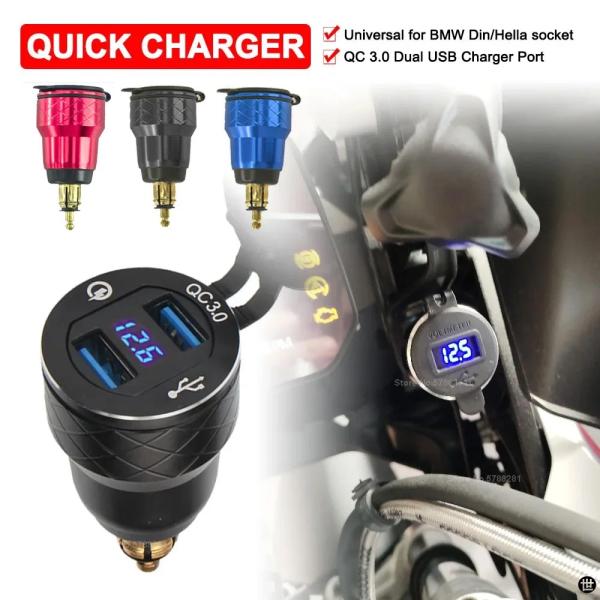 クイックチャージ 3.0 デュアル TYPE C + USB 充電器 DIN HELLA プラグ ソケット電源アダプター、BMW R1200GS R1250GS F800GS R1200RT TIGER 800 XC 説明: クイックチャー...