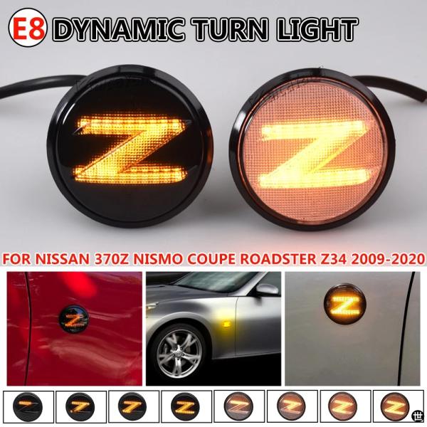 2X LED ダイナミック Z ロゴサイドマーカーライト信号シーケンシャルウインカーアクセサリー日産ニスモ 370Z 350Z クーペ Z34 Z33 2003-2020